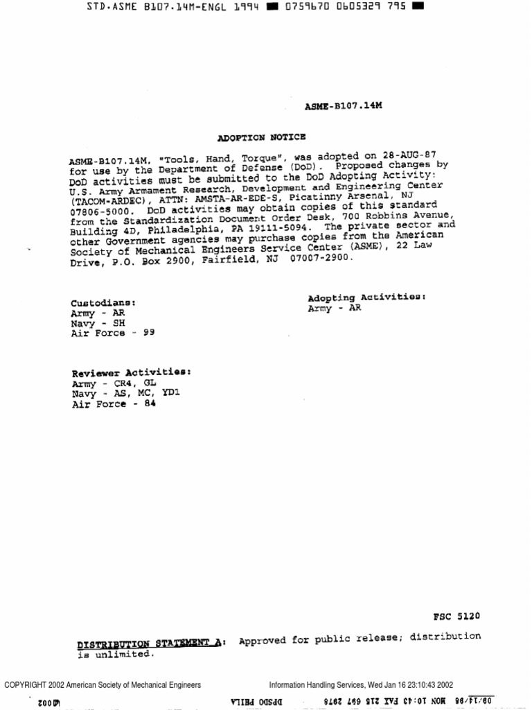 Asme B107.14 | PDF | Non Profit Organizations | Clubs And Societies