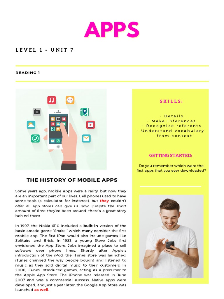 Unit 7, Reading 1 | PDF | Mobile App | I Phone
