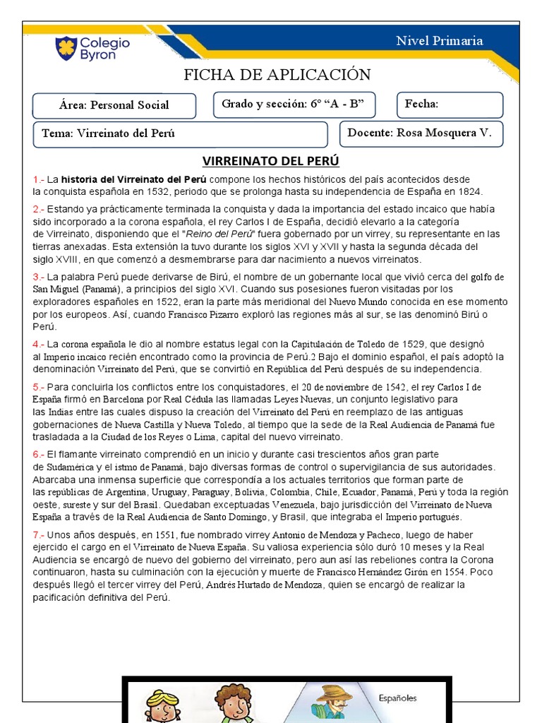 Ficha Ps 6º - Virreynato en El Perú | PDF | Perú | Imperio español