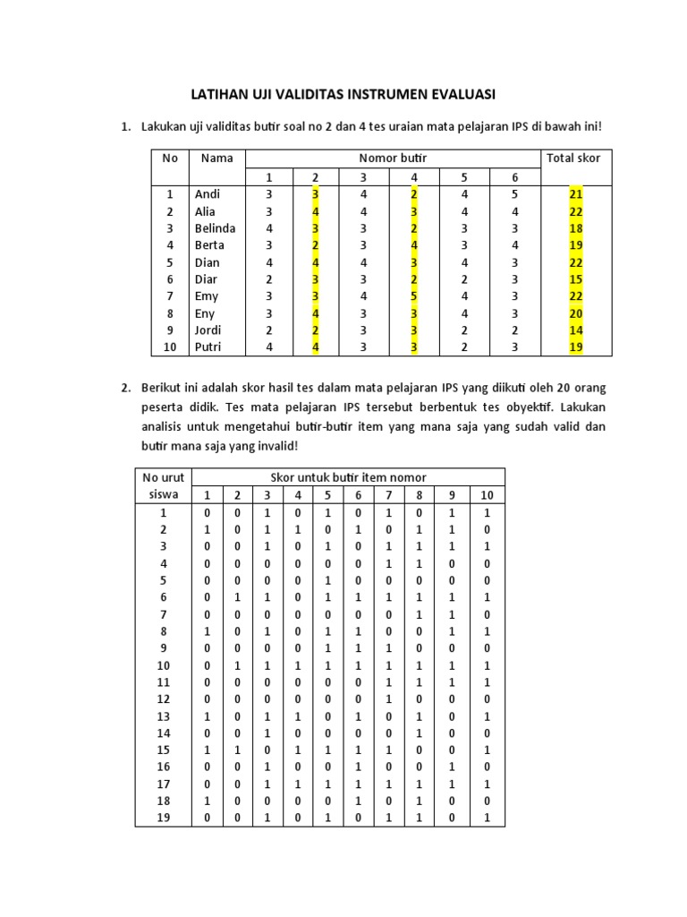 Uji Validitas Instrumen Evaluasi IPS | PDF