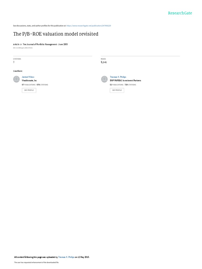 The PB-ROE Valuation Model Revisited | PDF | Errors And Residuals | Coefficient Of Determination