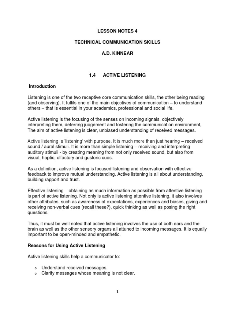 11 - LN04 Active Listening | PDF | Communication | Nonverbal Communication
