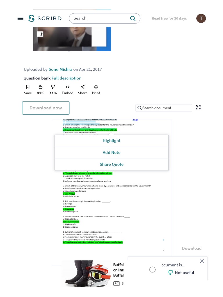 NEW IC 38 Question Bank - PDF | PDF | Insurance | Investing