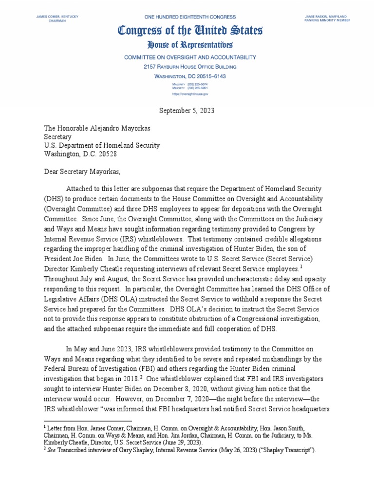 Letter To DHS Secretary Alejandro Mayorkas | PDF | United States ...