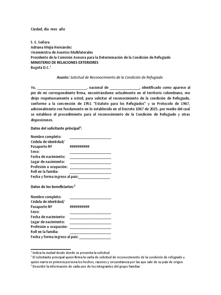 Modelo Solicitud Asilo para PoC | PDF