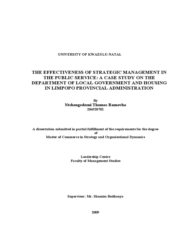 Ramovha Ntshengedzeni T 2009 | PDF | Strategic Management | Strategic ...