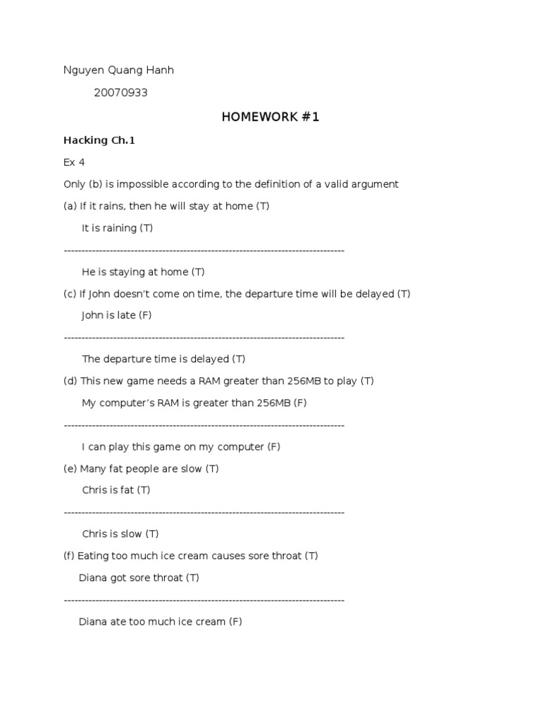 Logic HW1 | Download Free PDF | Logic | Cognitive Science