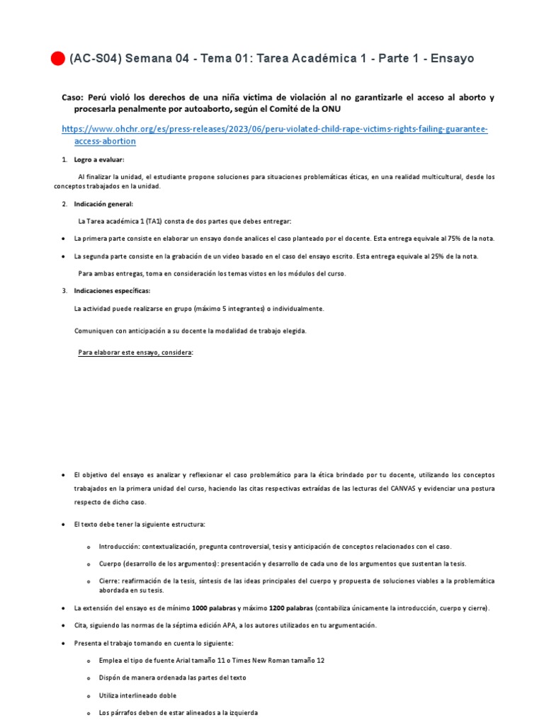 TA1 Parte 1 Consigna | PDF | Ensayos