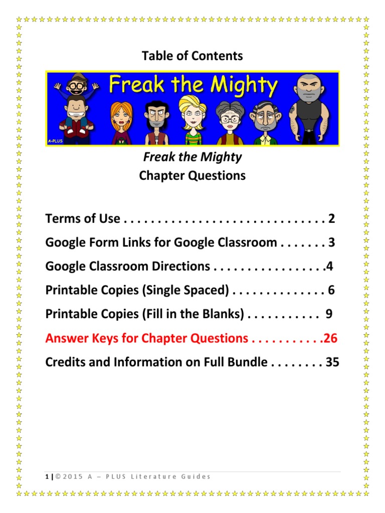 Freak The Mighty Chapter Questions | PDF