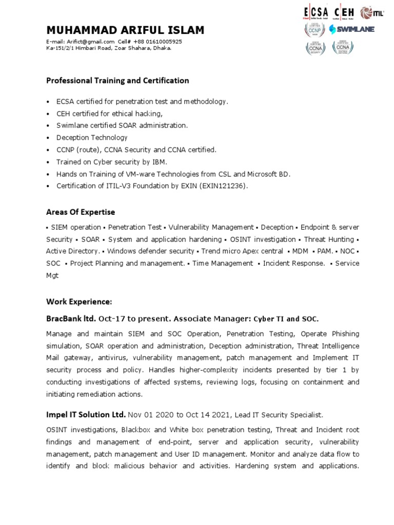 Arif-Resume 2022 | PDF | Security | Computer Security
