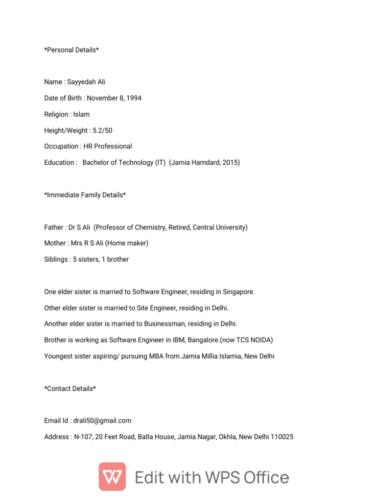 Personal Detail-WPS OfficeGT | PDF