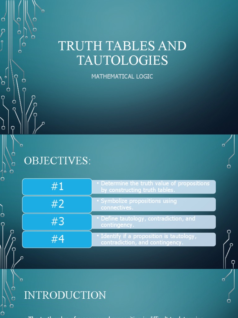Truth Tables And Tautologies Pdf Contradiction Mathematics