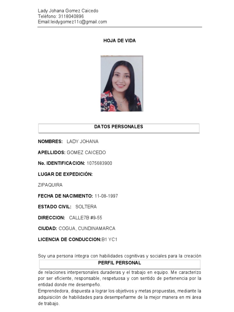 Hoja de Vida Leidy 2 | PDF