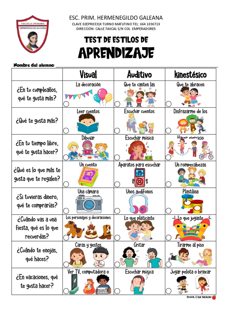 Test De Estilos De Aprendizaje Infantil Pdf
