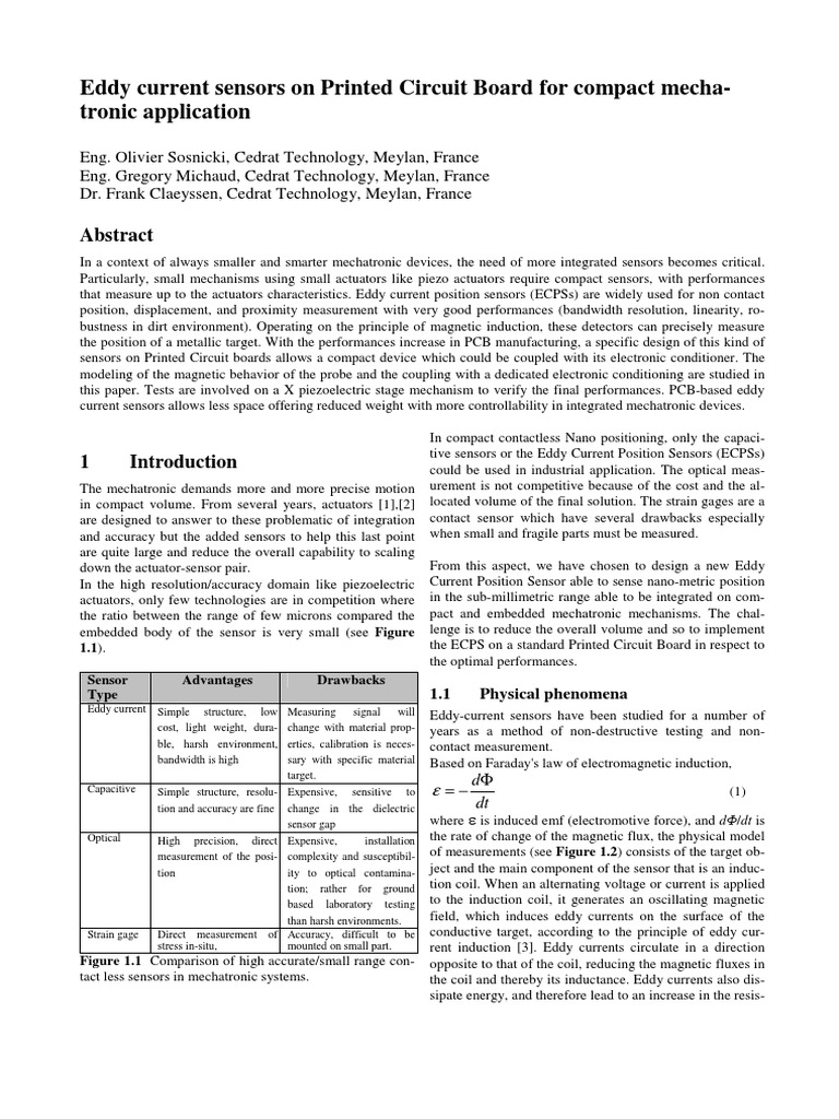 PCB Eddy Current Sensors for Mechatronics | PDF | Inductor | Electrical ...