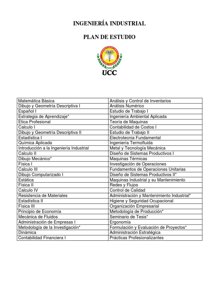 Plan de Estudio Ingenieria Industrial | PDF | Arte | Informática