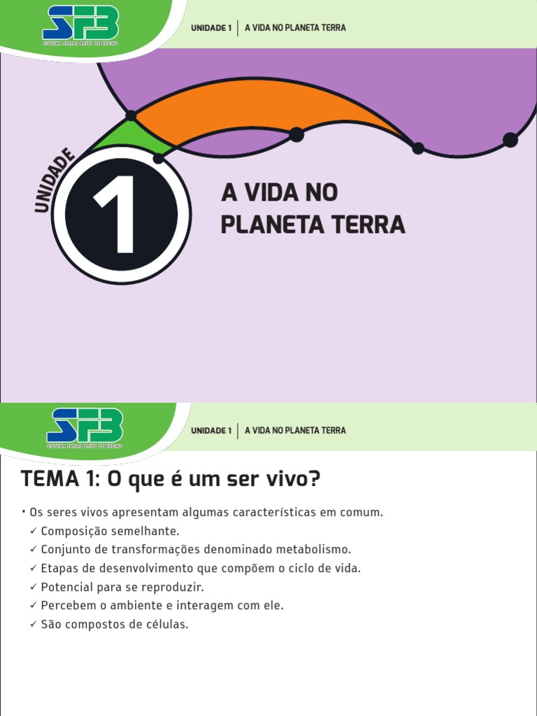 Unidade 1 - A Vida No Planeta Terra | PDF | Célula (Biologia) | Vida