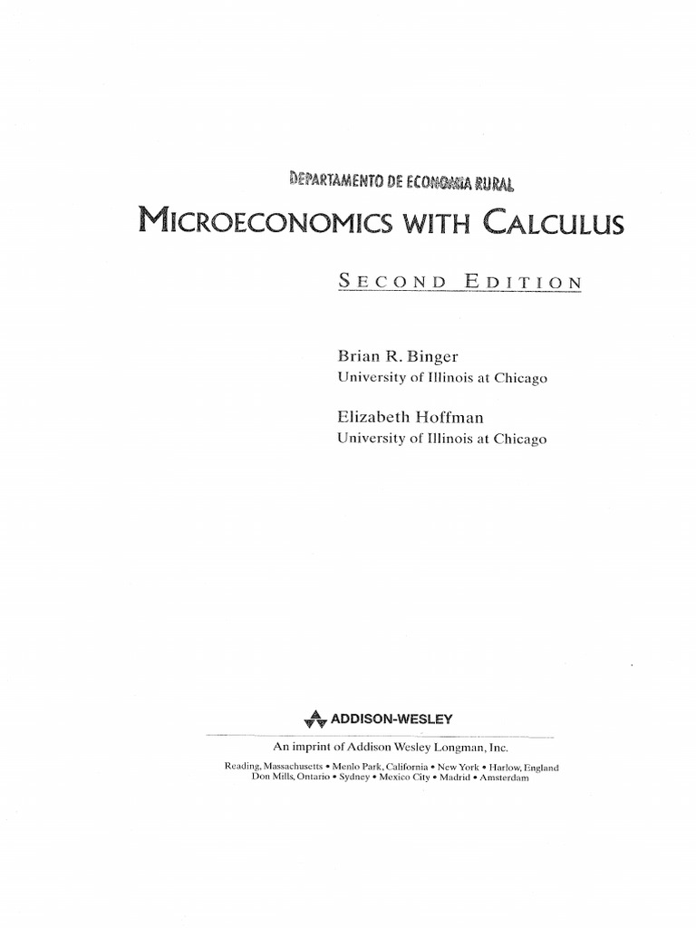 Microeconomics With Calculus Part 1 | PDF