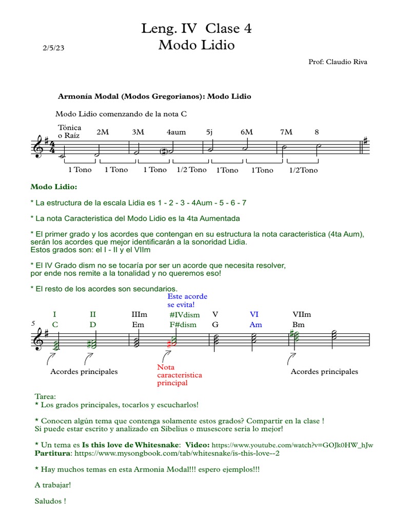 Leng._IV_Clase_4_Modo_Lidio_-_Partitura_completa | PDF | Acorde (Música ...