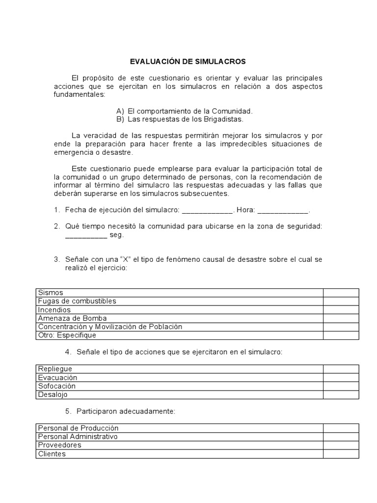 Evaluacion de Simulacros | PDF Evaluacion de Simulacros | PDF