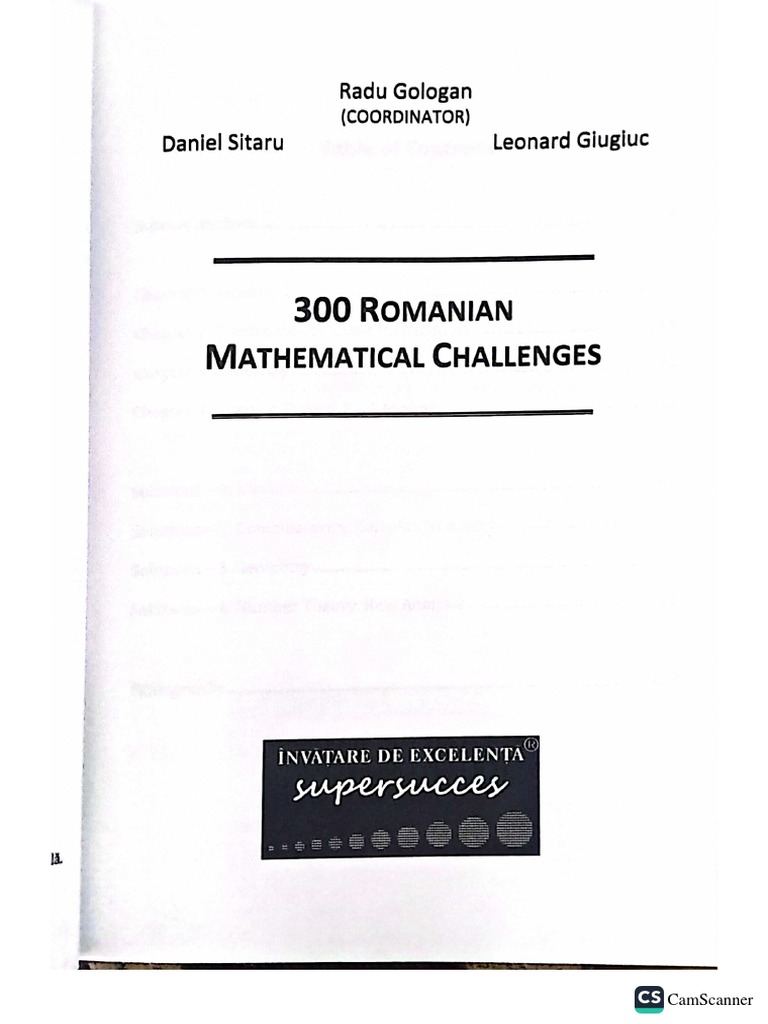 300 Romanian Mathematical Challenges | PDF 300 Romanian Mathematical Challenges | PDF