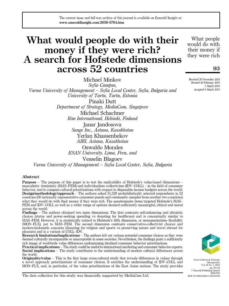 What The People Do If They Were Rich Hofstede Analysis | PDF | Consumer ...