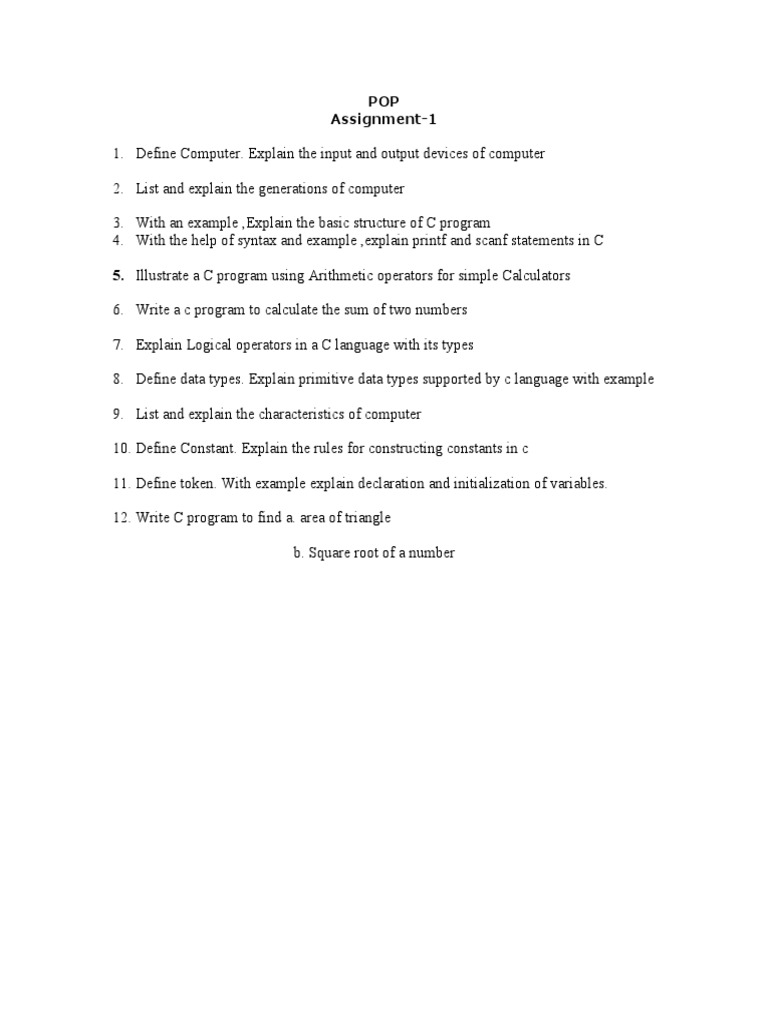 POP Assignment 1 | PDF