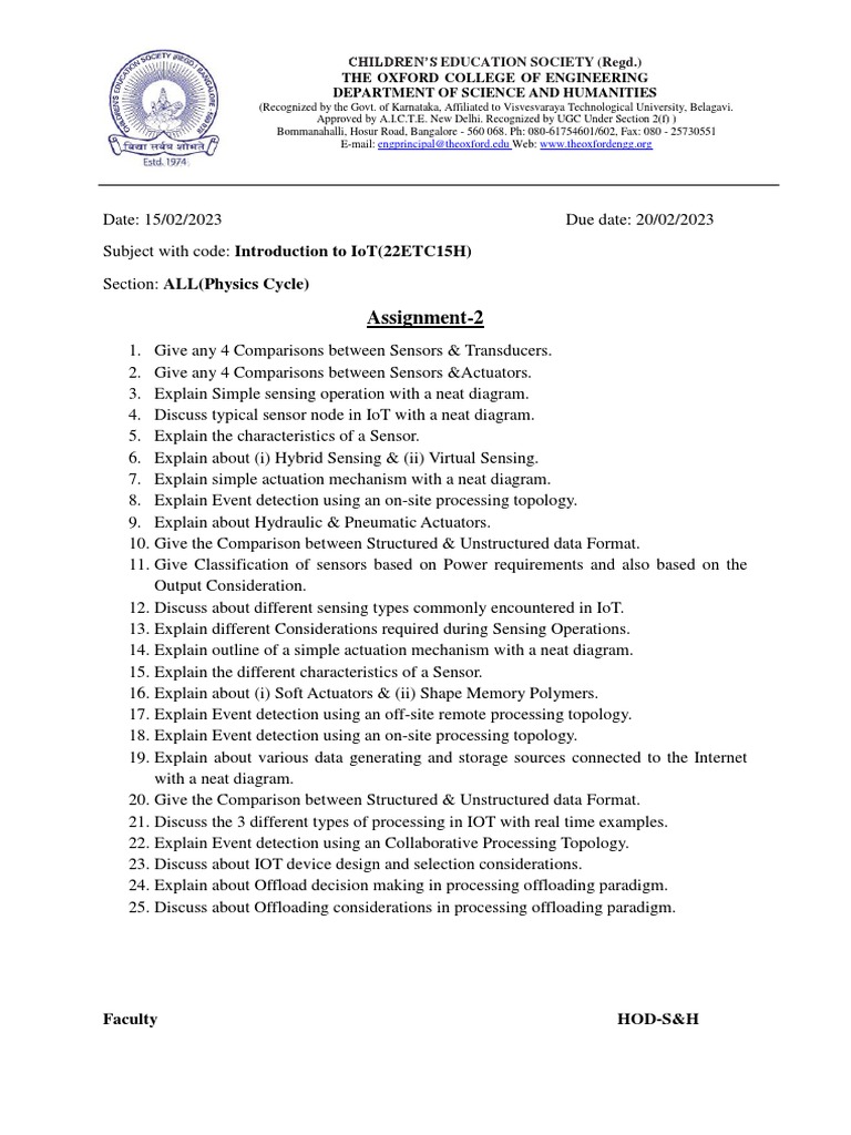 IOT Assignment 2 | PDF | Actuator | Internet Of Things