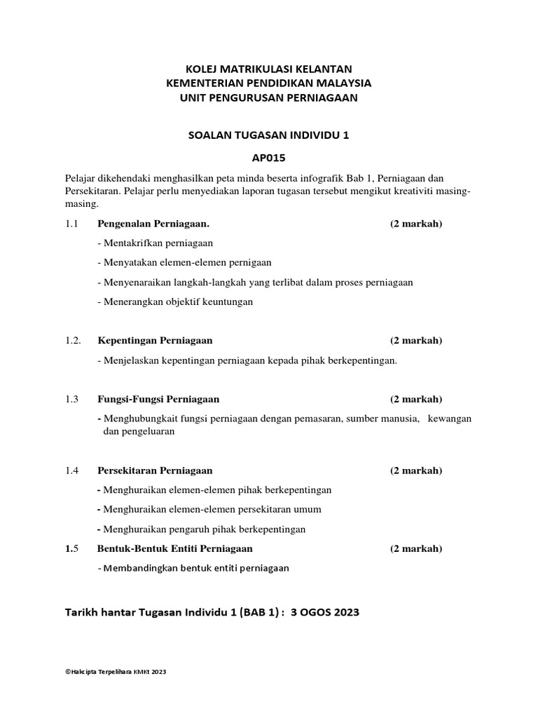 Tugasan Individu 1ap015 2324 | PDF