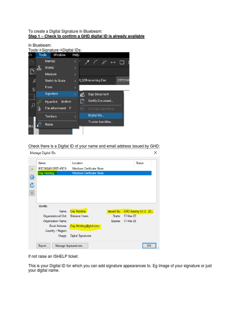 To Create A Digital Signature in Bluebeam | PDF