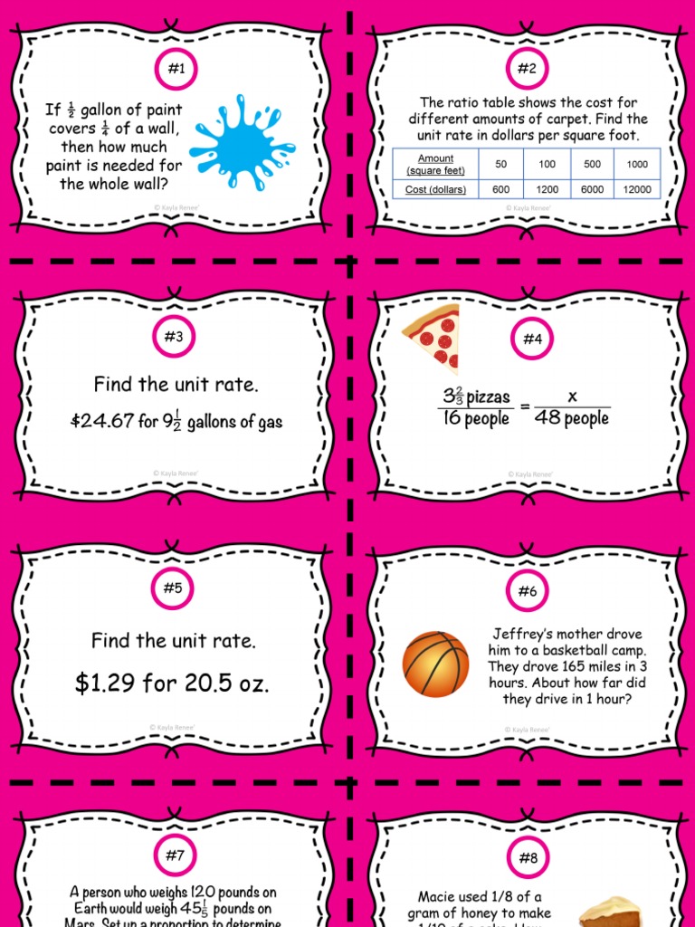 Unit Rate Task Cards | PDF