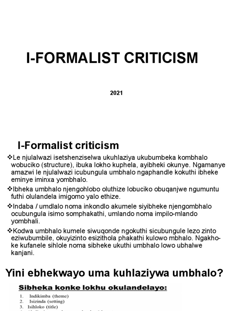 I-Formalist Criticism - 2021 | PDF