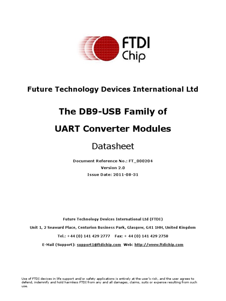 The DB9-USB Family of UART Converter Modules: Datasheet | PDF | Usb ...
