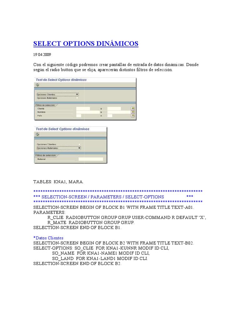 CreacionPantallasDinamicasSAP ABAP R3 ECC 60 | PDF | Archivo de computadora | SQL
