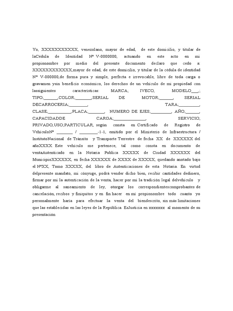 Modelo Venta de Vehiculo | PDF | Finanzas y dinero