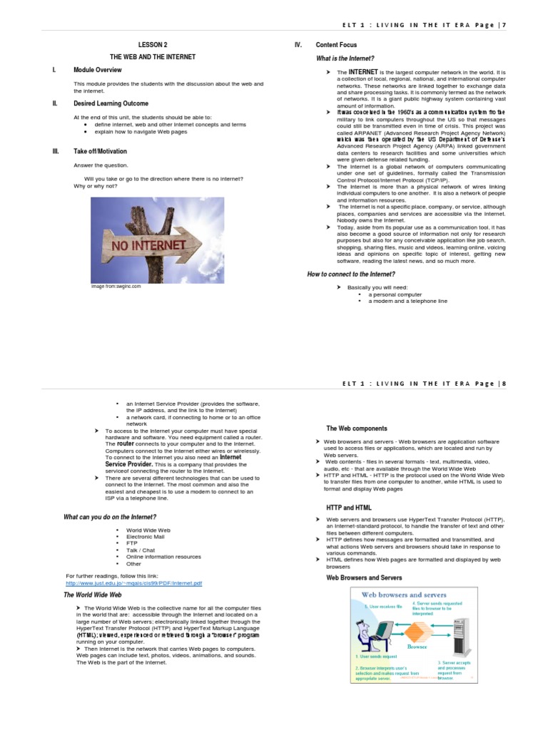 Lesson 2 081238 | PDF | World Wide Web | Internet & Web