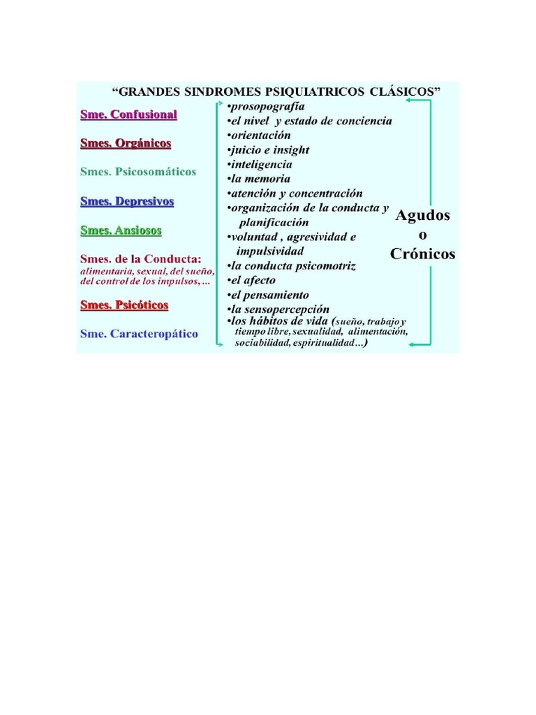 Grandes Sindromes Psiquiatricos Clasicos | PDF