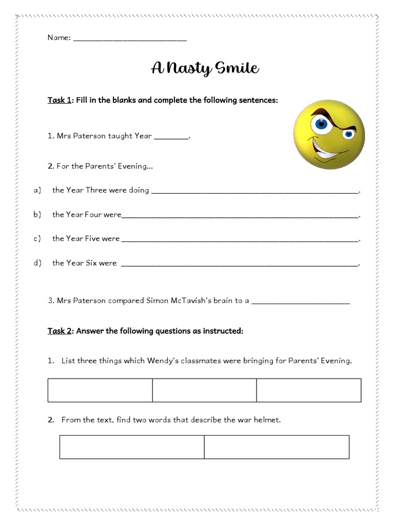 A Nasty Smile Comprehension | PDF