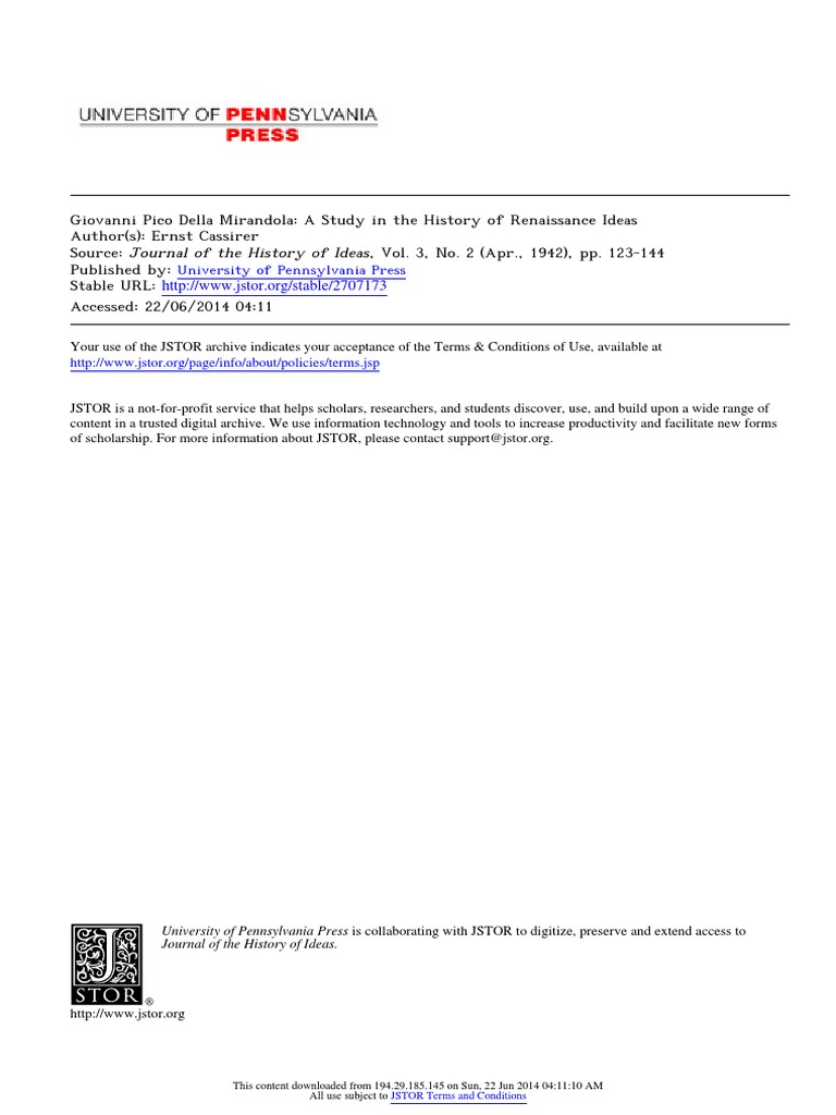 Giovanni Pico: Renaissance Ideas | PDF | Thought | Metaphysics