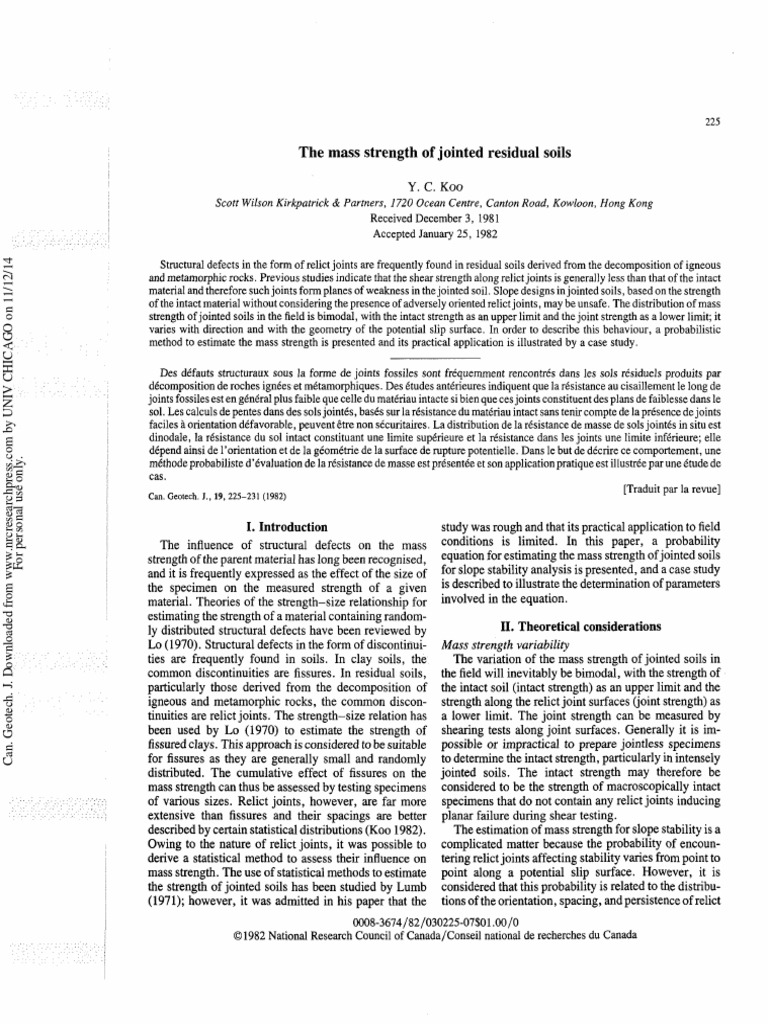 Mass Strength of Jointed Residual Soils | PDF | Geotechnical ...