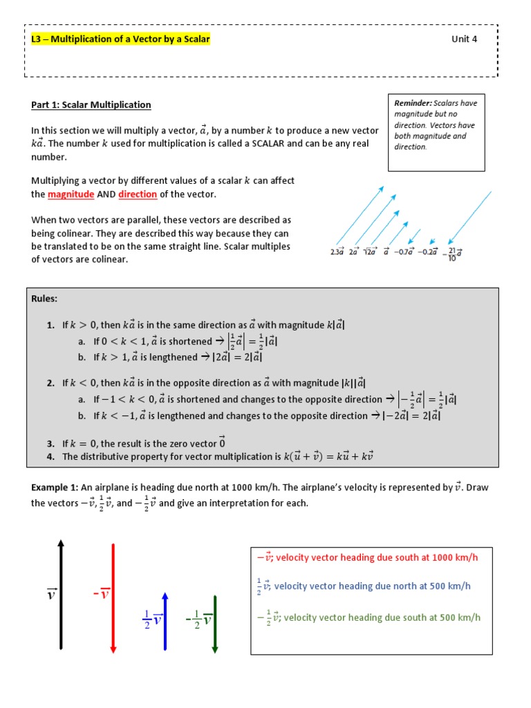 L3 Vector Multiplication | PDF | Euclidean Vector | Scalar (Mathematics)