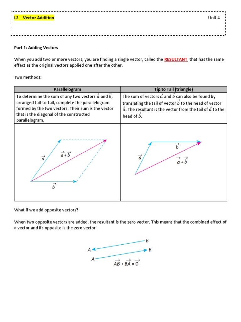 L2 Vector Addition | Download Free PDF | Triangle | Mathematics
