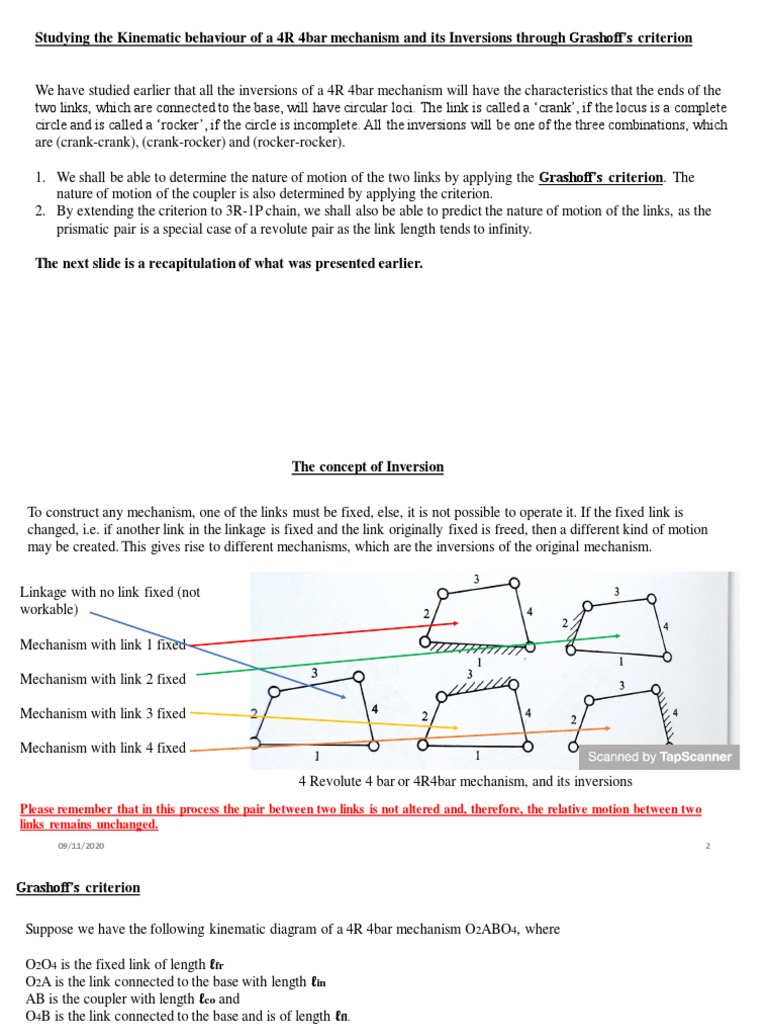 Lec-4 Kinematic Behaviour of 4R 4bar Mechanisms | PDF | Machines ...