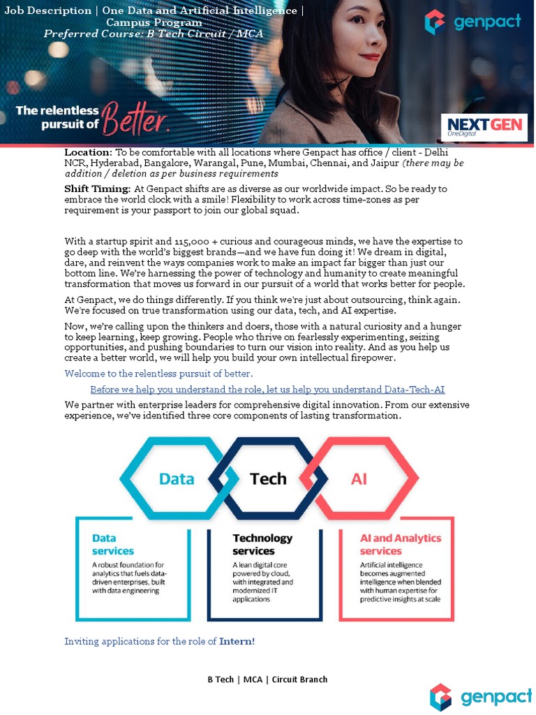Genpact - Job Description - One Data and AI - B Tech Circuit and MCA (3) 2 | PDF | Data | Cloud ...