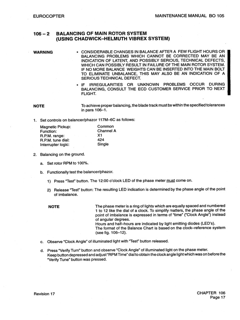 2 Balancing of Maln Rotor System (Using Chadwick-Helmuth Vibrex System ...