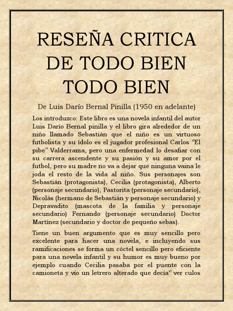 Reseña Critica de Todo Bien Todo Bien | PDF