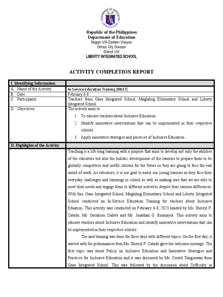 ACR-INSET New Template | PDF | Inclusion (Education) | Pedagogy