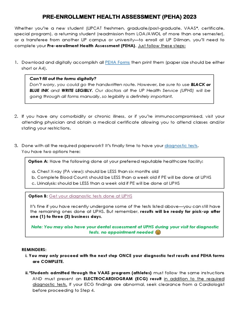 Peha 2023 Guide | PDF | Physical Examination | Clinical Medicine