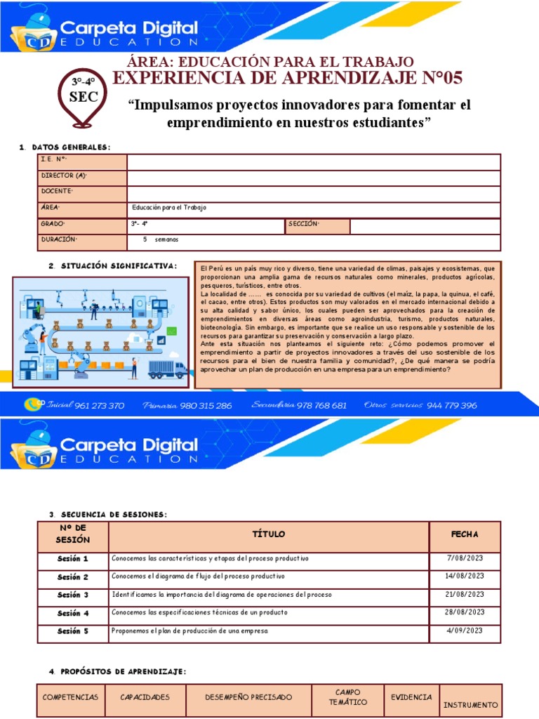 3º - 4° Experiencia de Aprendizaje - Exp5.educacion para El Trabajo | PDF | Business ...