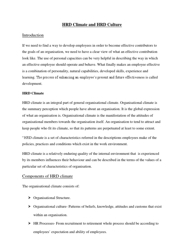HRD Climate and HRD Culture | PDF | Competence (Human Resources ...
